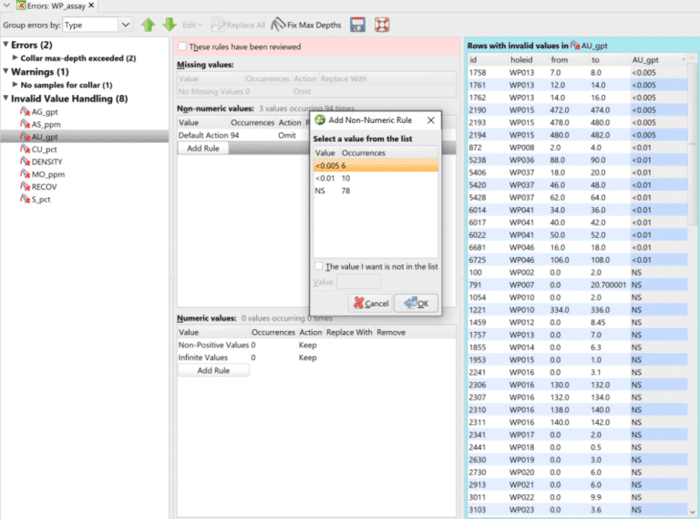 Viewing Invalid values in Leapfrog Geo - Seequent